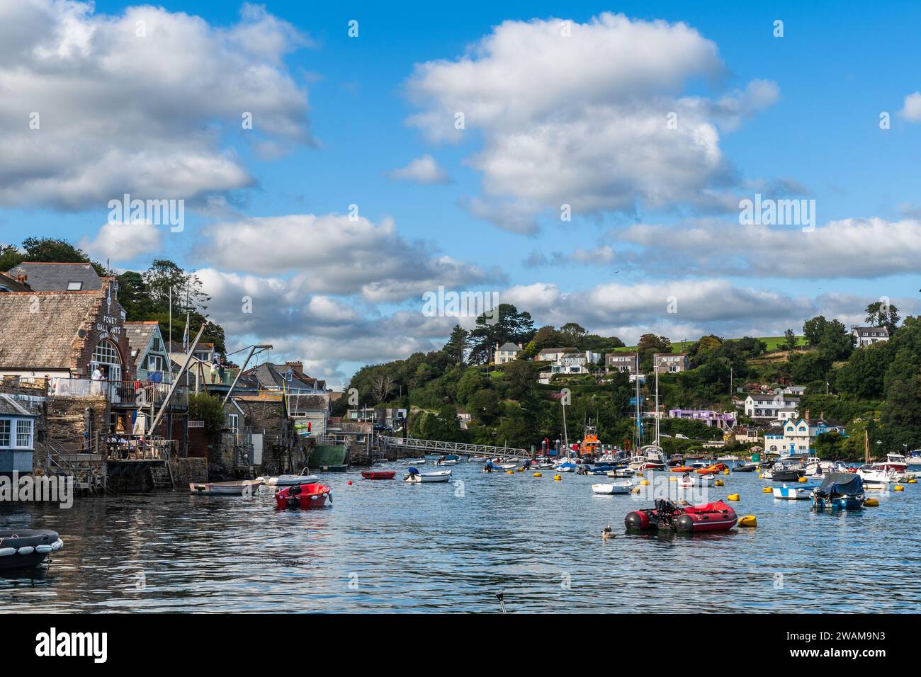 Fowey, Cornwall, UK - August 14, 2023: The picturesque coastal town of ...