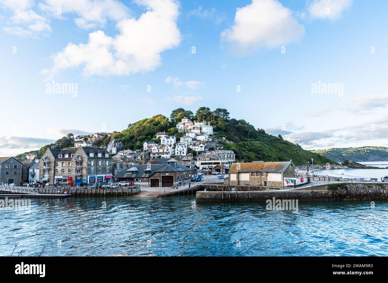 Looe, Cornwall, UK - August 14, 2023: View of east Looe, one part of ...
