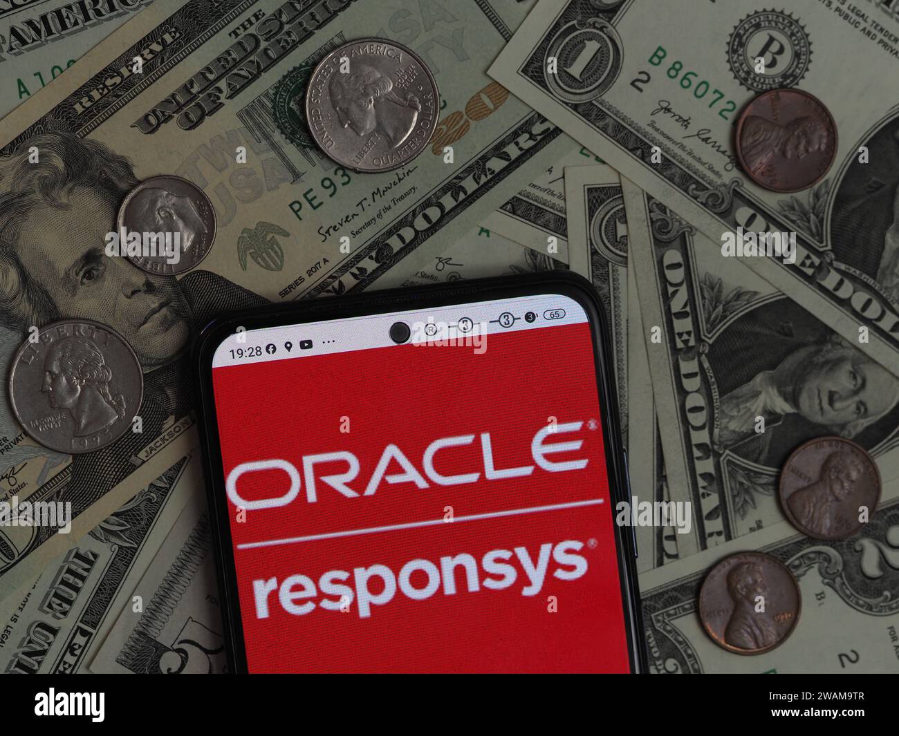 Bavaria, Germany - January 5, 2024: In this photo illustration, a Oracle Responsys logo seen ...