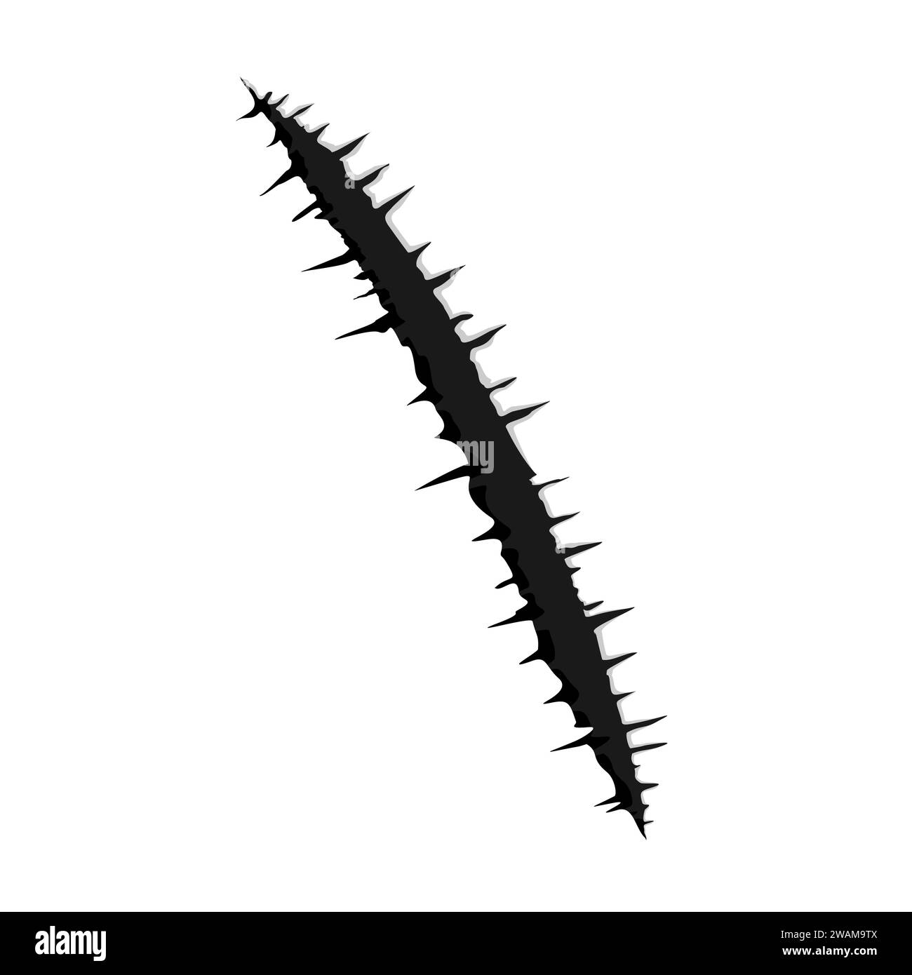 One black trace of monster claw on white baclground. hand scratch ,rip ...