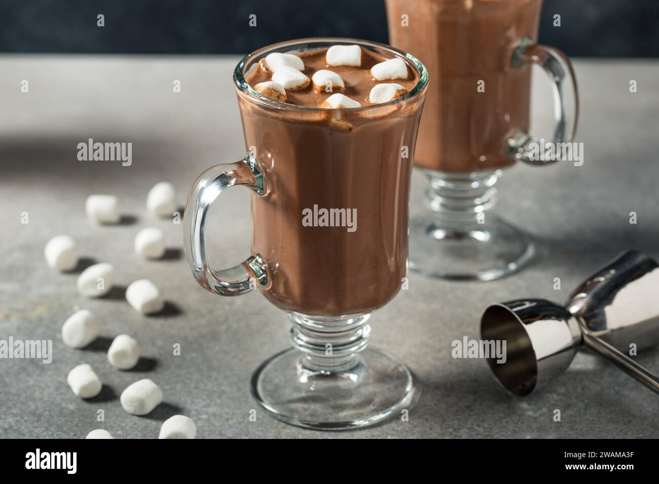 Warm Boozy Hot Cocoa Chocolate in a Mug with Marshmallows Stock Photo ...