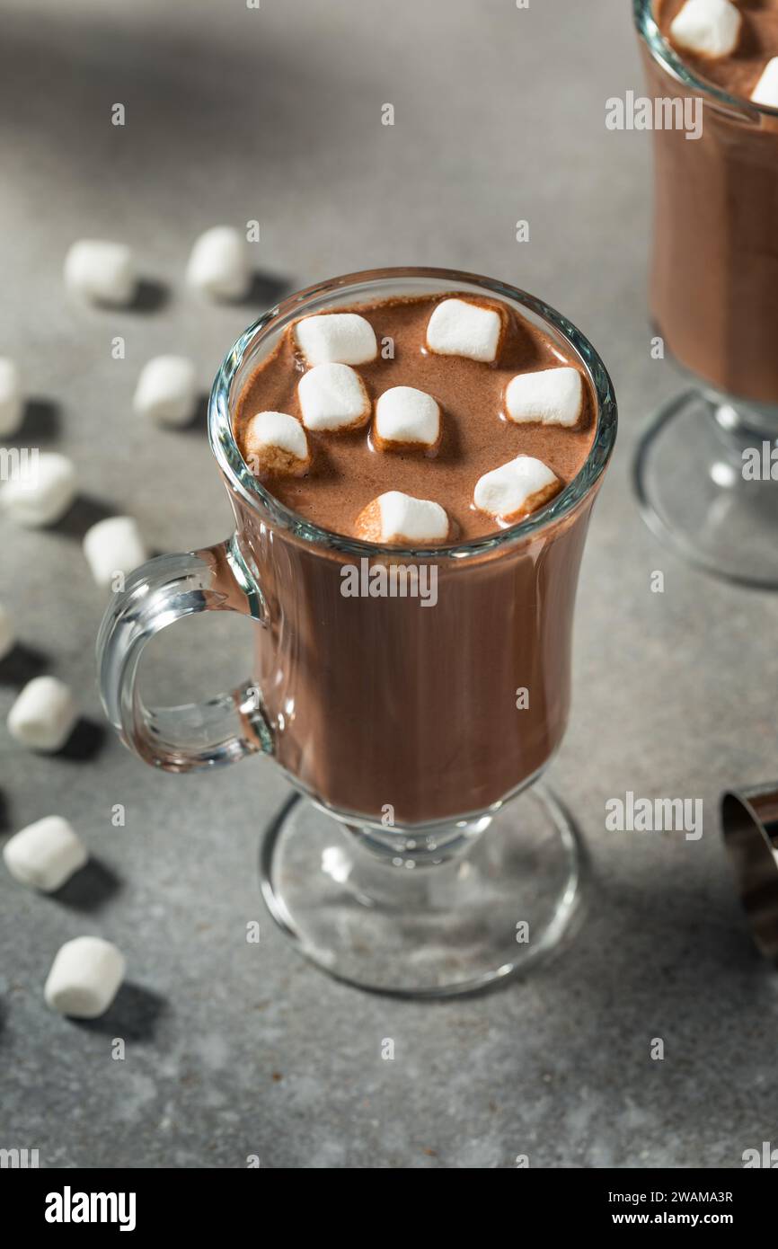 Warm Boozy Hot Cocoa Chocolate in a Mug with Marshmallows Stock Photo ...