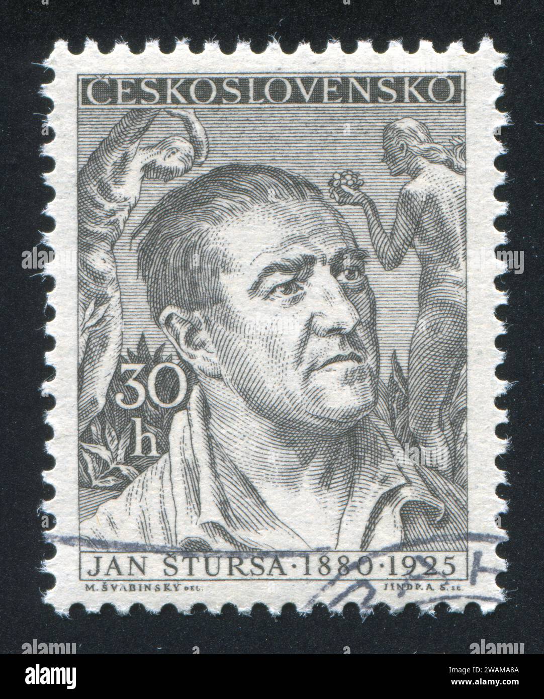 CZECHOSLOVAKIA - CIRCA 1955: stamp printed by Czechoslovakia, shows Jan ...