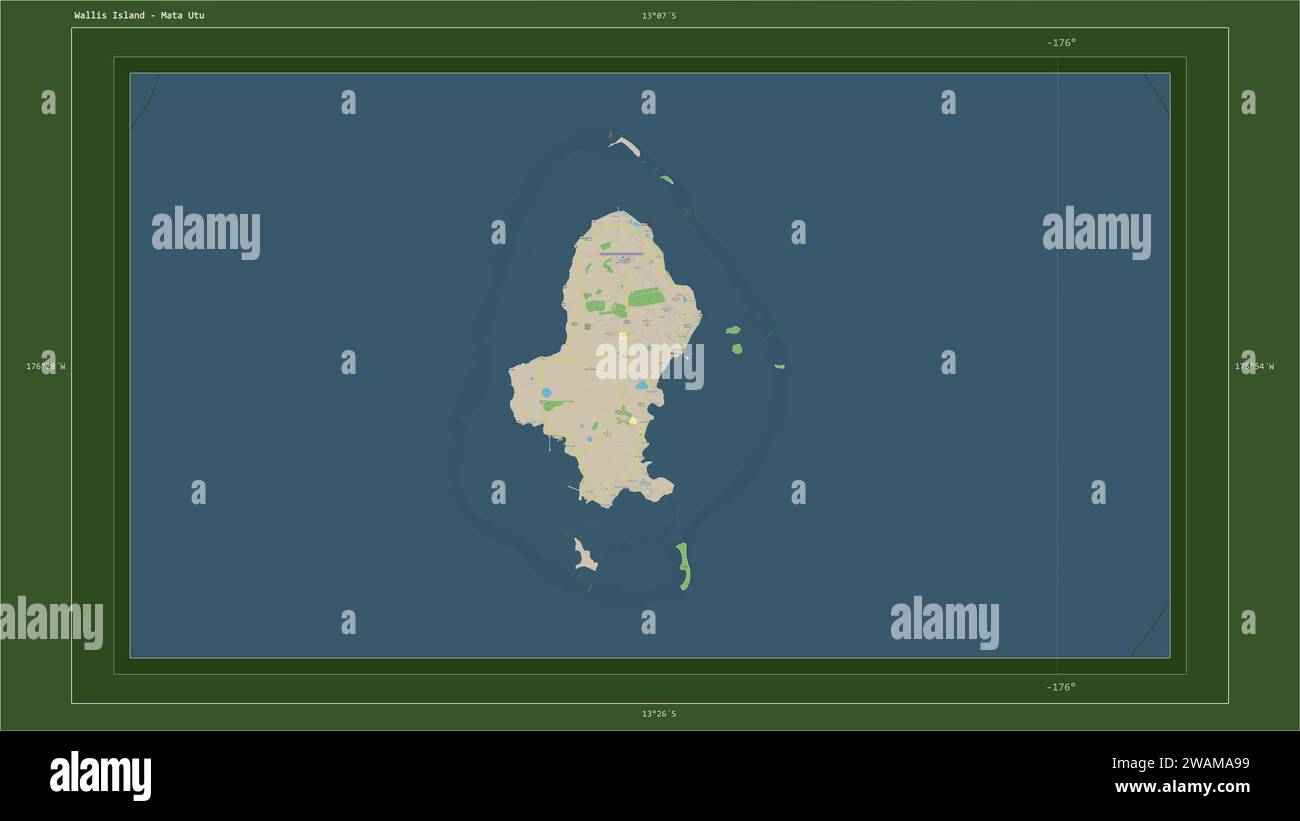 Wallis Island highlighted on a topographic, OSM Germany style map map ...