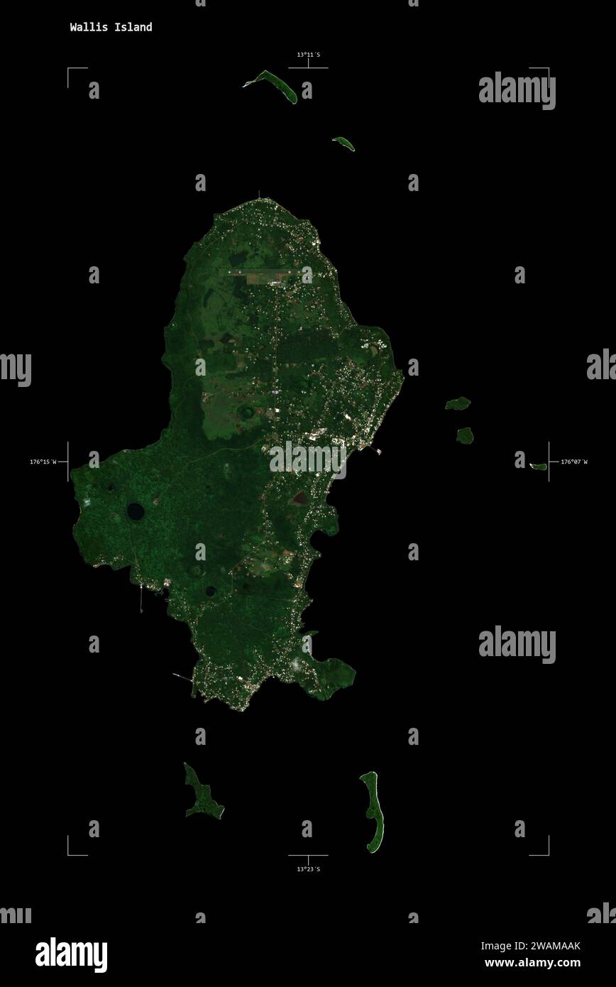 Shape of a high resolution satellite map of the Wallis Island, with ...