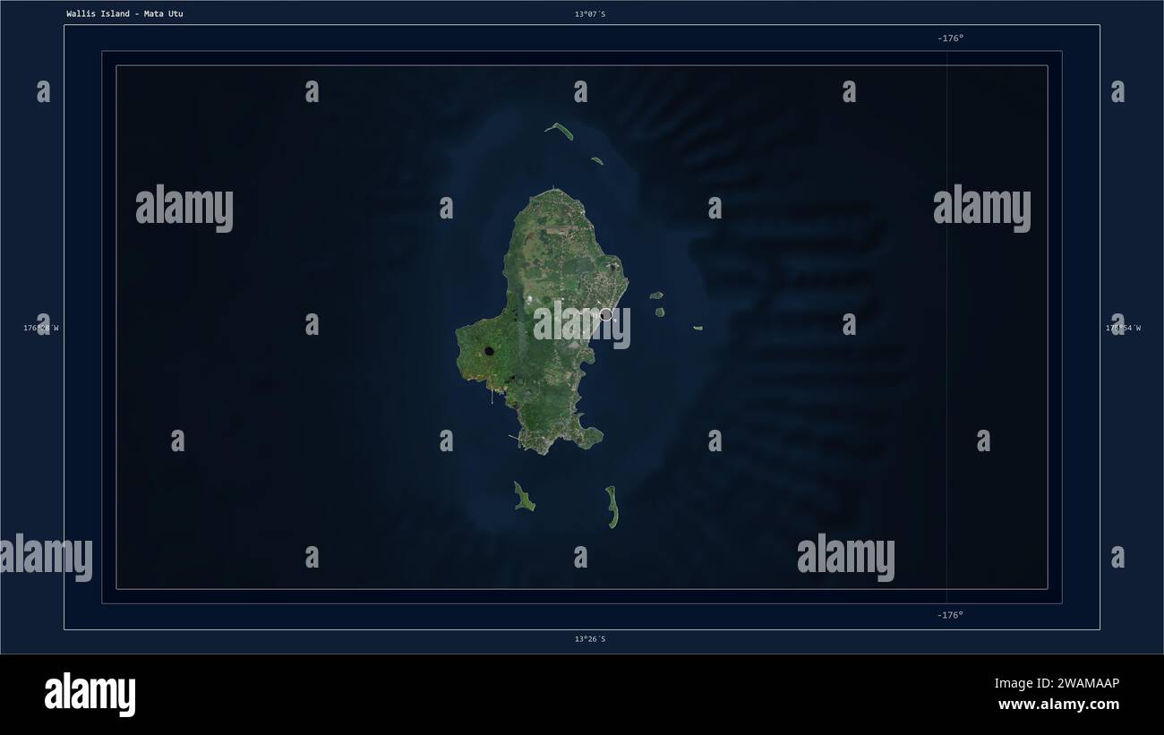 Wallis Island highlighted on a low resolution satellite map map with ...