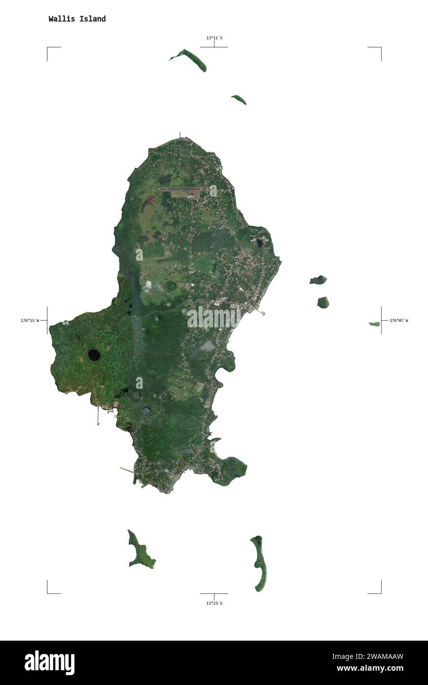 Shape of a low resolution satellite map of the Wallis Island, with ...