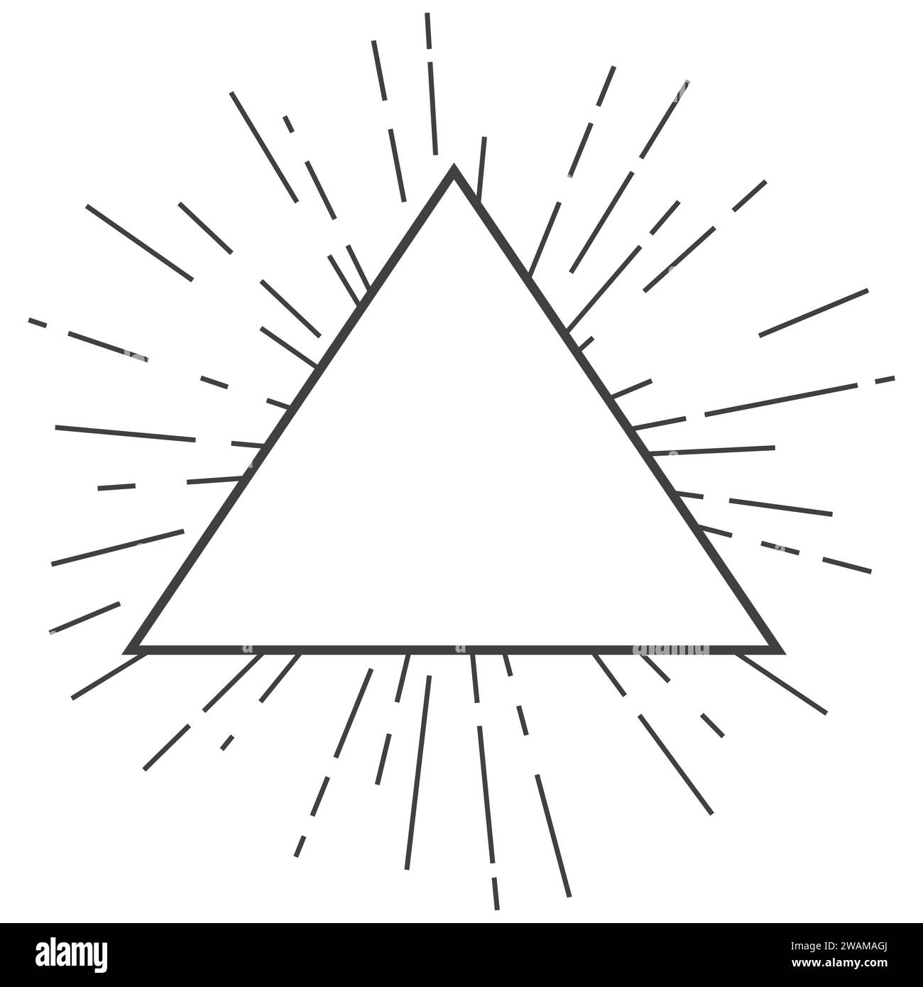 Vintage sunburst with triangle inside isolated on white background ...