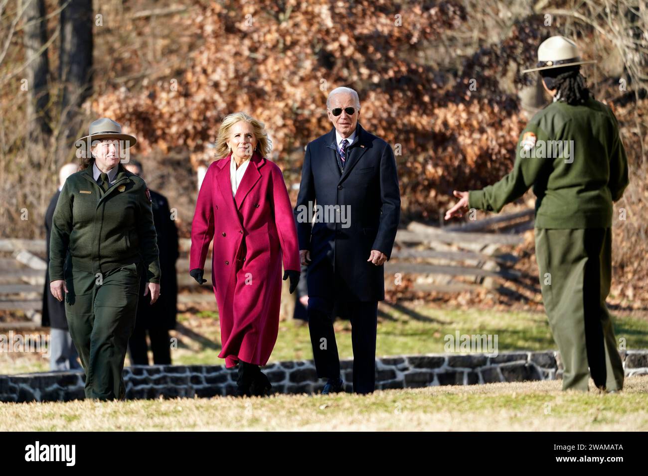 President Joe Biden and first lady Jill Biden walk with National park ...