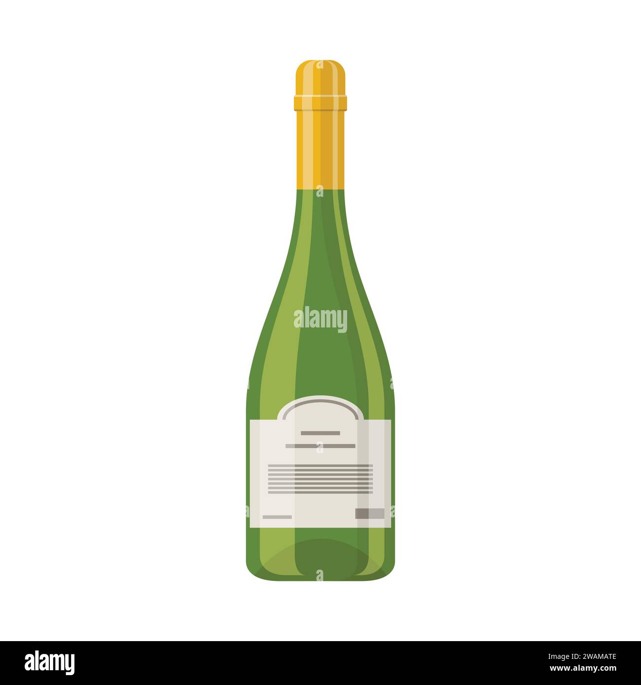 Vector green with gold closed Champagne bottle icon isolated on white ...