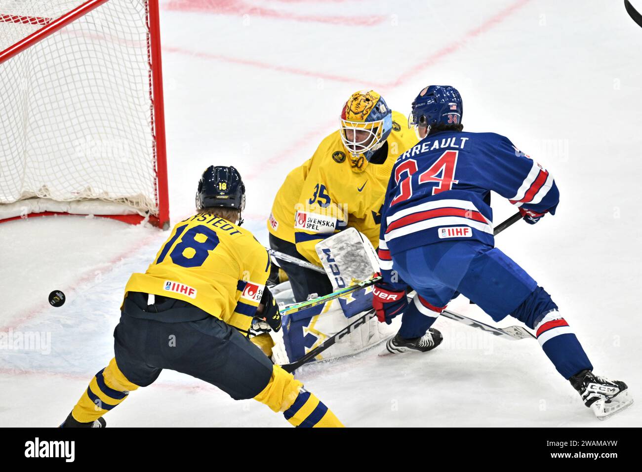 GOTHENBURG, SWEDEN 20240105Sweden's Filip Bystedt, Sweden's goalkeeper ...