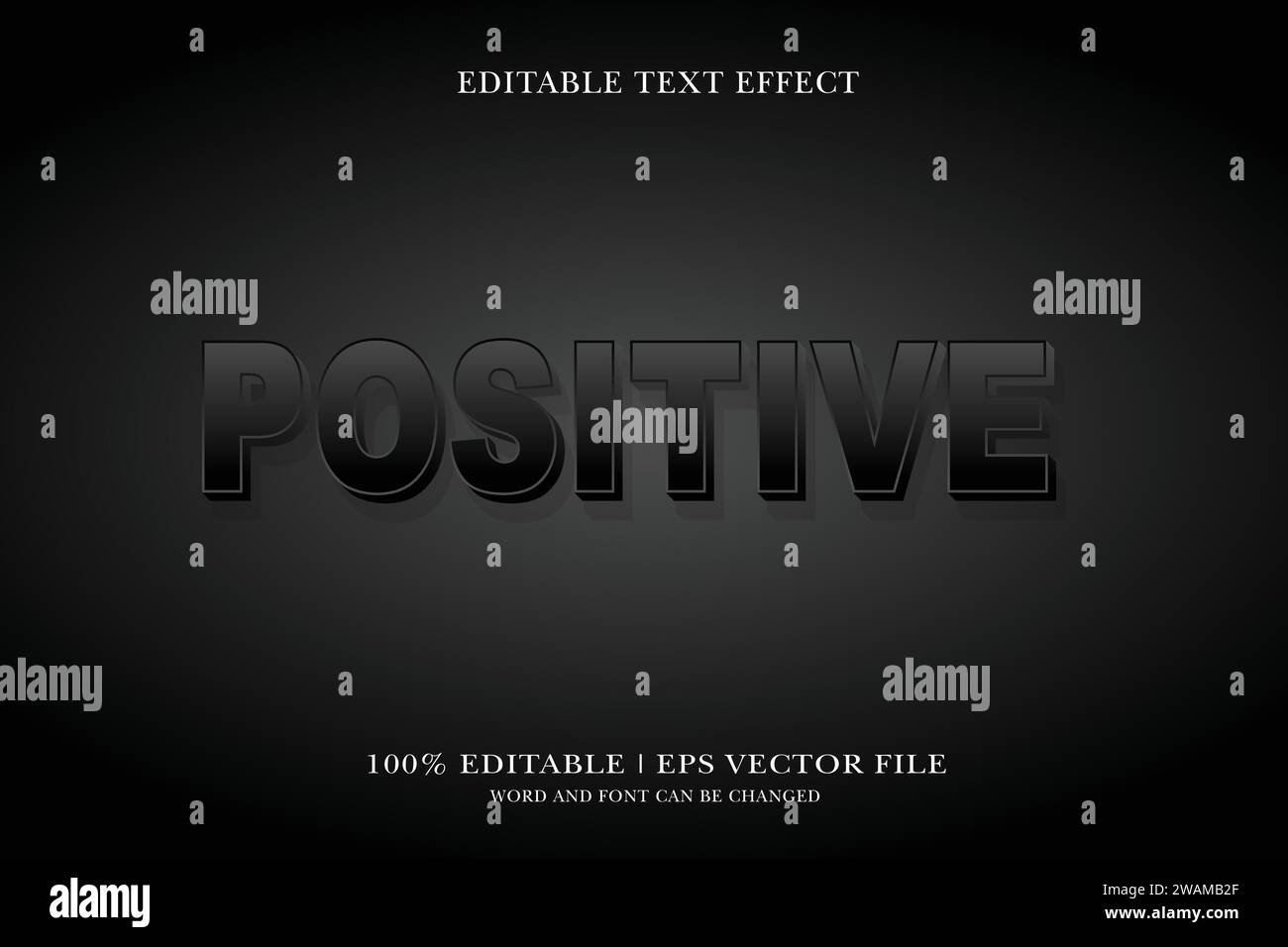 Positive Editable text Effect with 3d vector design Stock Vector Image ...