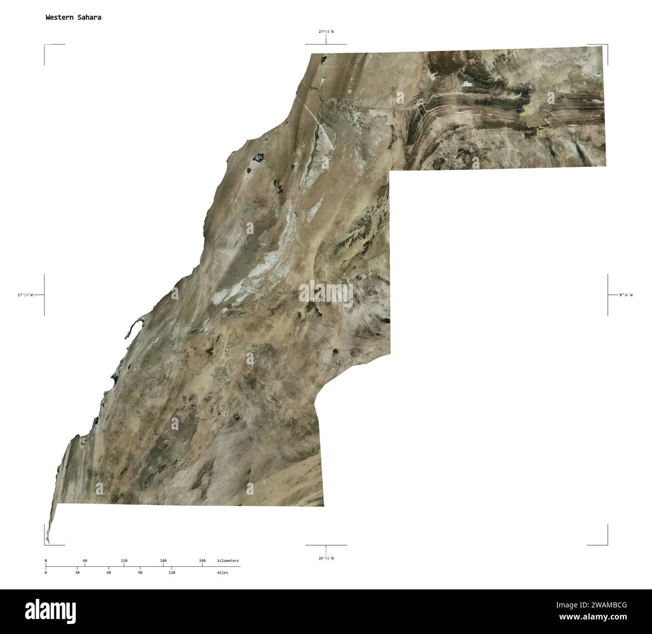 Shape of a high resolution satellite map of the Western Sahara, with ...