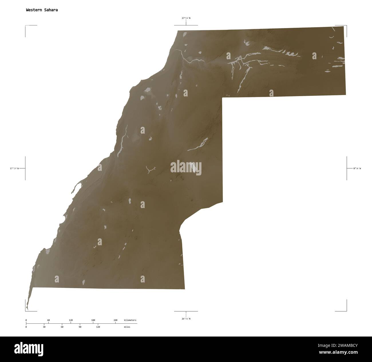 Shape of a elevation map colored in sepia tones with lakes and rivers ...