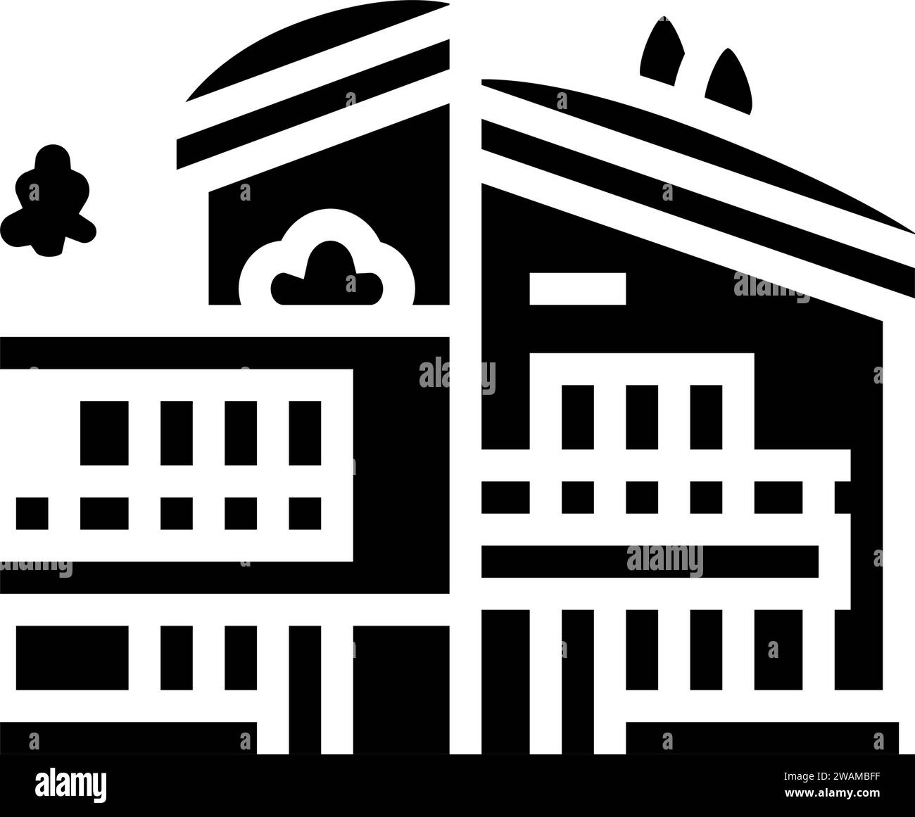 eco friendly architecture green building glyph icon vector illustration ...