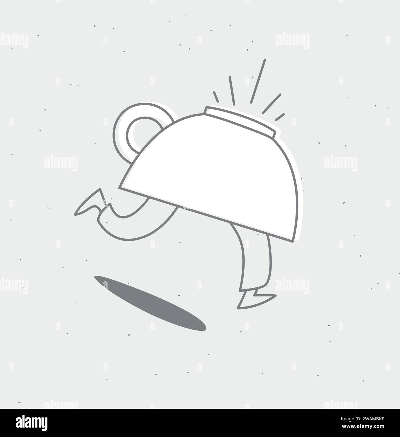 Running inverted cup of coffee drawing in cartoon flat line style on ...