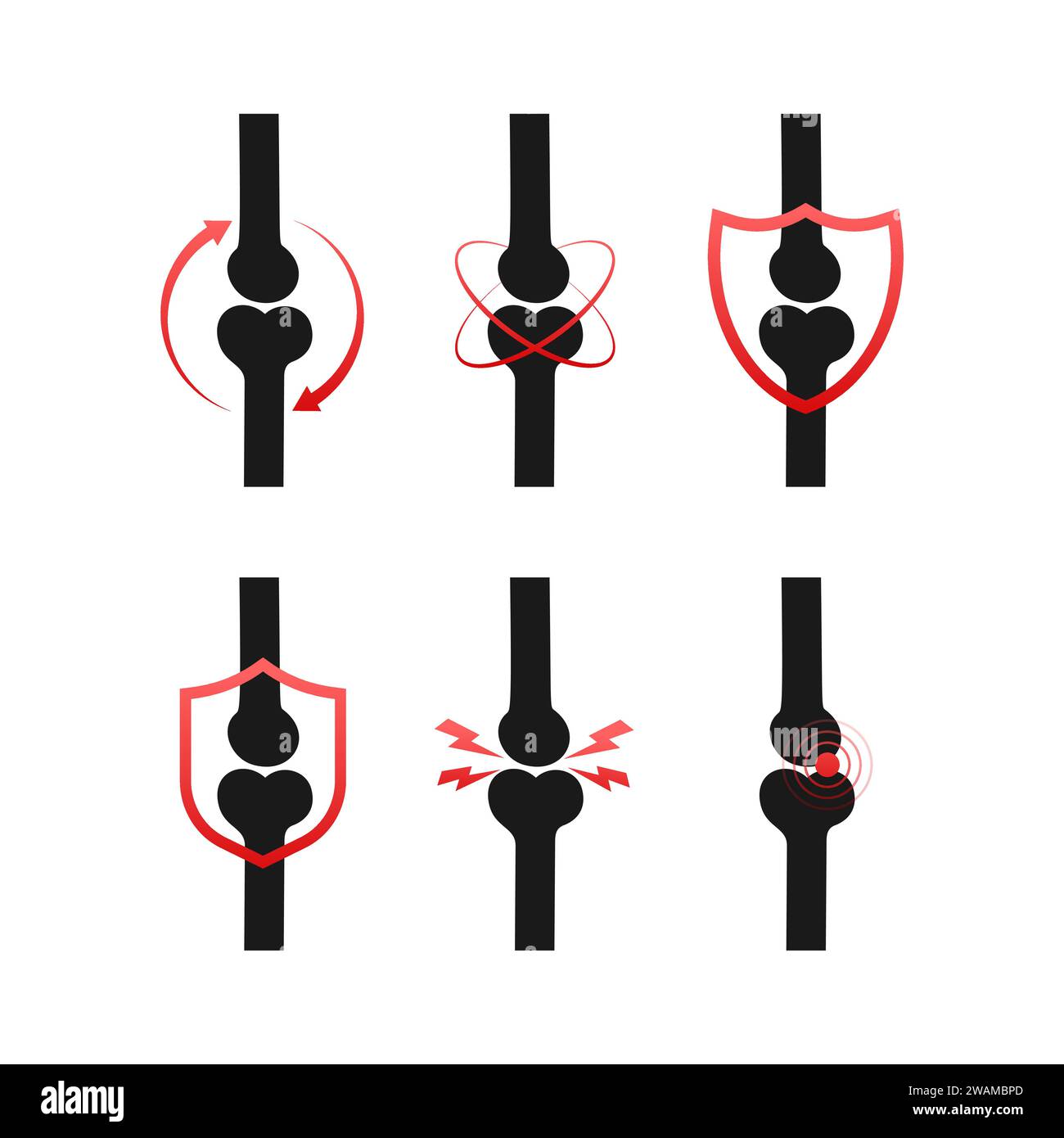 Vector Illustration Set of Joint and Bone Health Icons, Osteoporosis ...