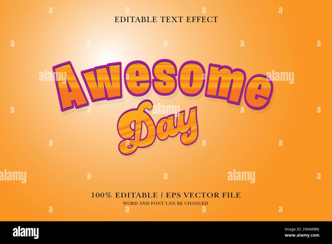 Awesome Day Editable text Effect with 3d vector design Stock Vector ...