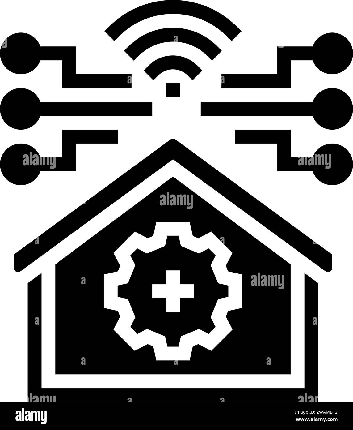 smart technology green building glyph icon vector illustration Stock ...