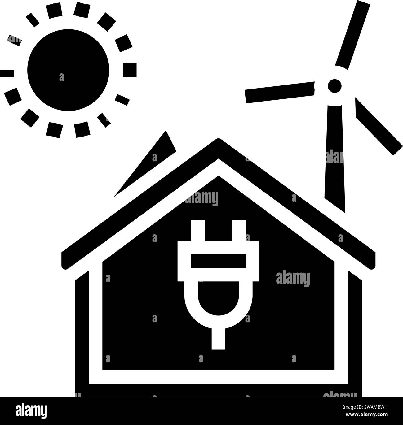 net zero energy building green glyph icon vector illustration Stock ...