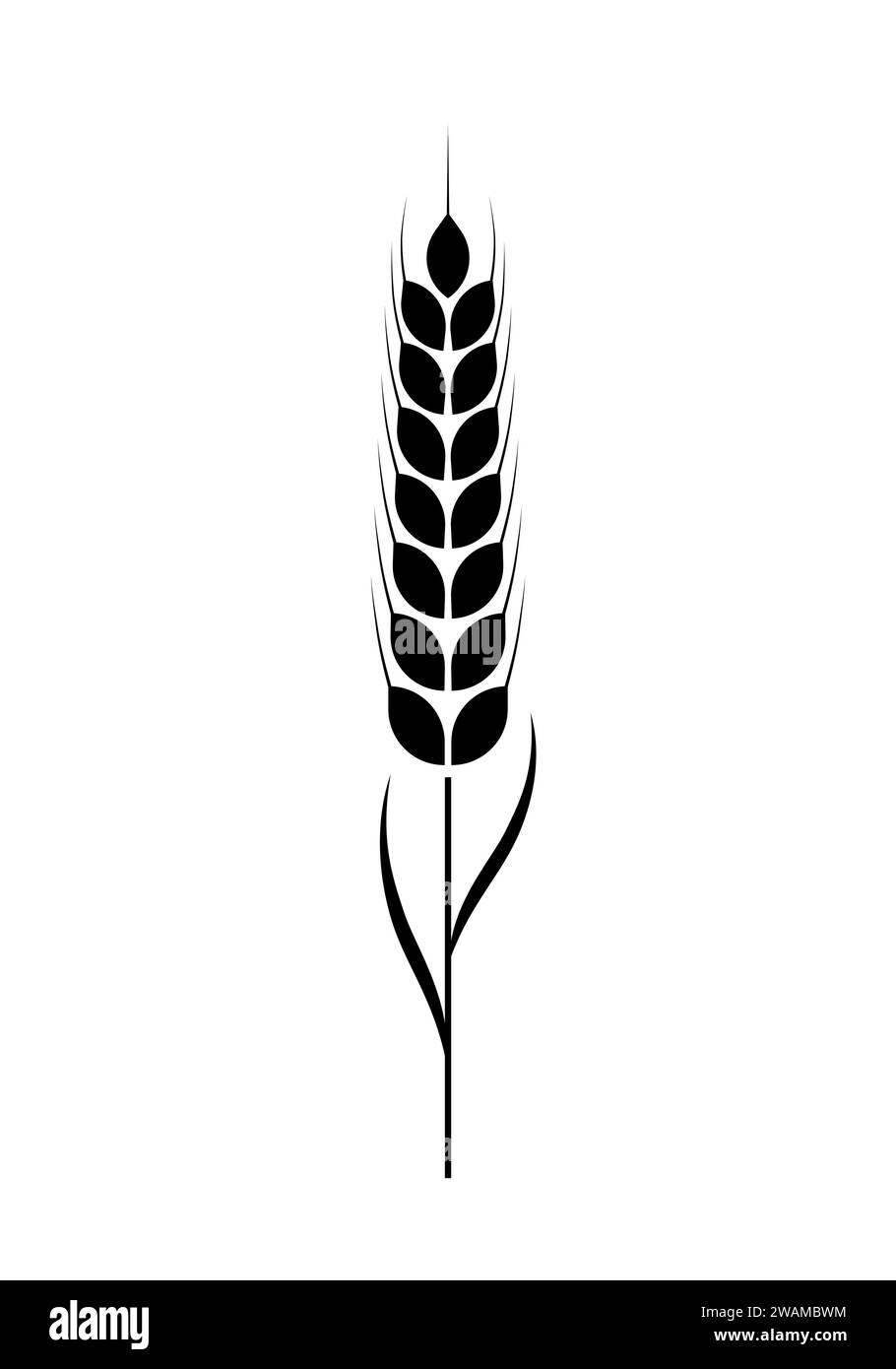 Wheat icon. Black silhouette wheats isolated on white background. Malt ...