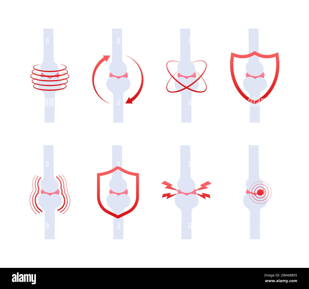 Vector Illustration Set of Joint and Bone Health Icons, Osteoporosis ...