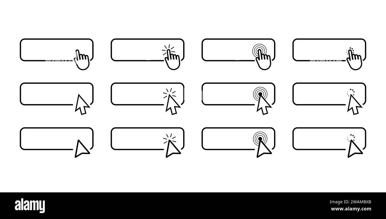 Set of Black and White Clicking Hand Icons for Web Buttons - Vector Illustration Stock Vector ...