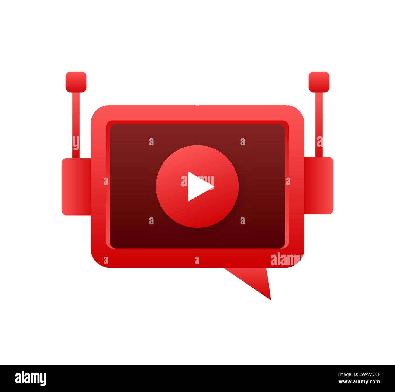 Modern Robot with Video Play Icon, Artificial Intelligence Multimedia ...