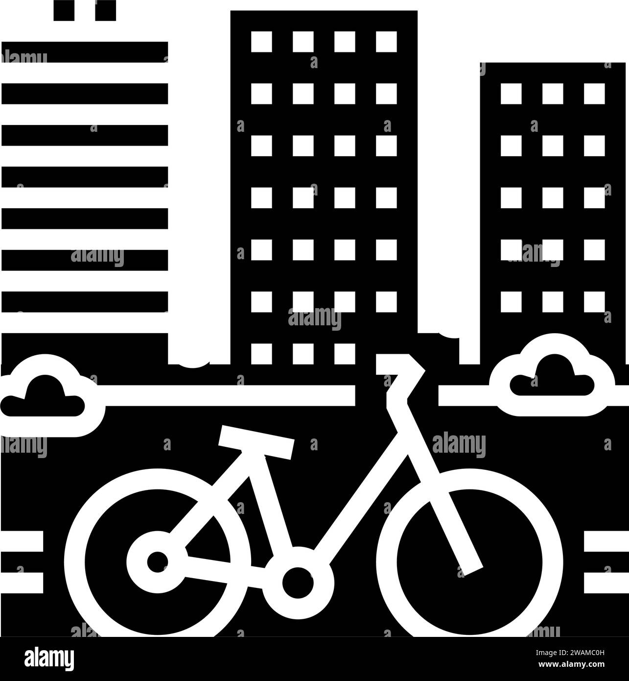 bicycle friendly infrastructure green glyph icon vector illustration ...