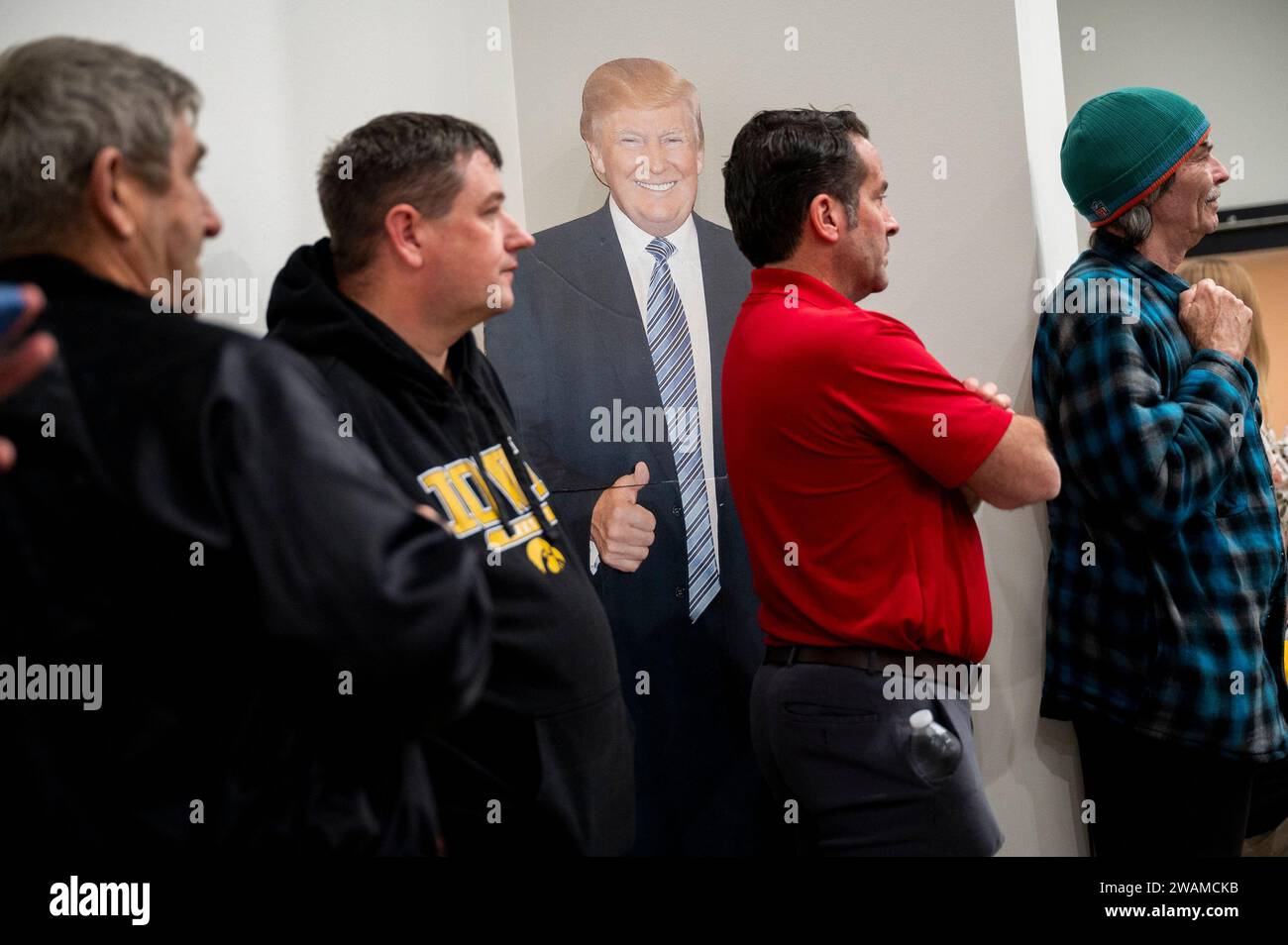 Keokuk, USA. 04th Jan, 2024. A cardboard cutout of Donald J. Trump is ...