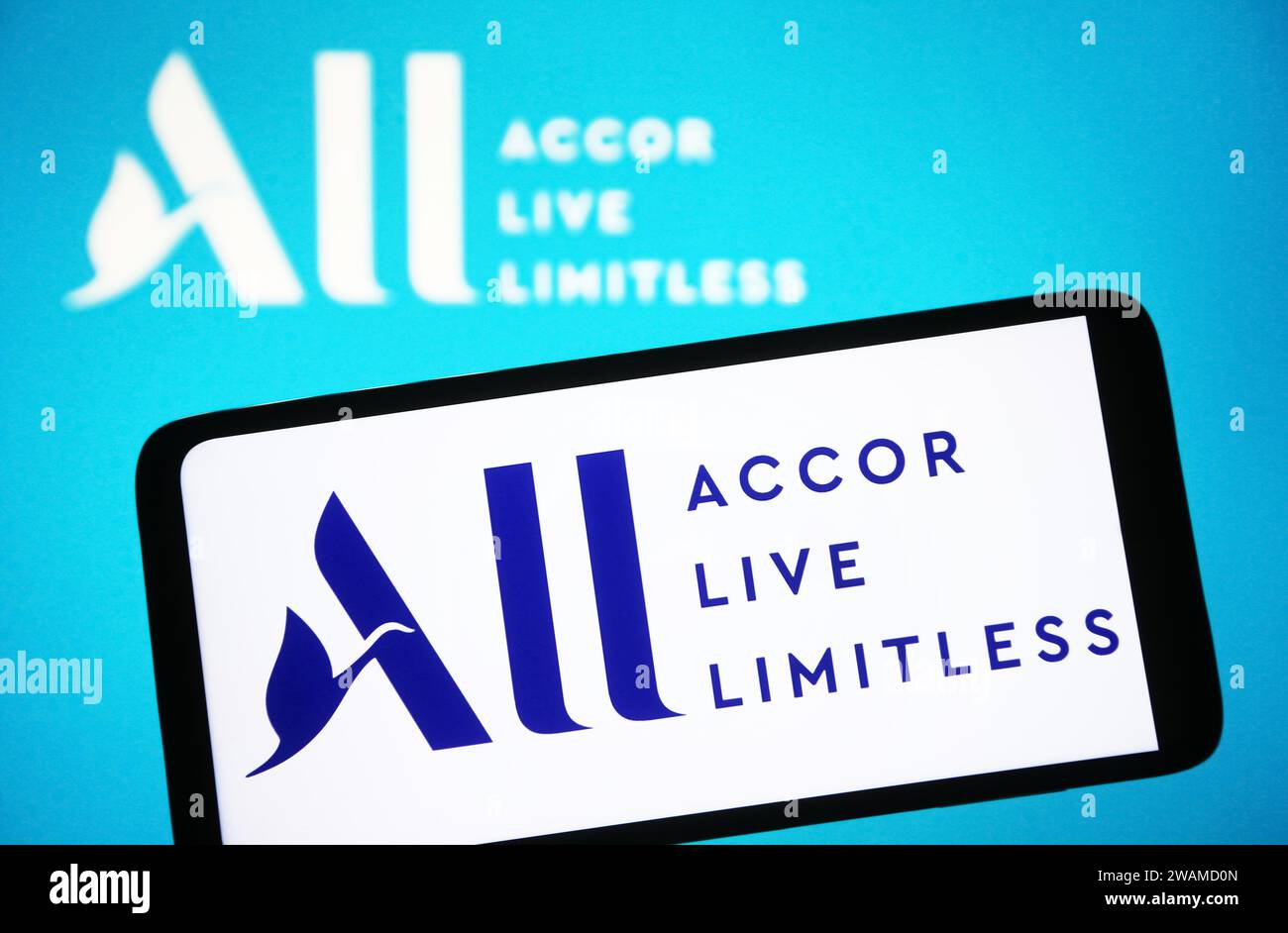 In this photo illustration, Accor Live Limitless (ALL) logo is seen on ...