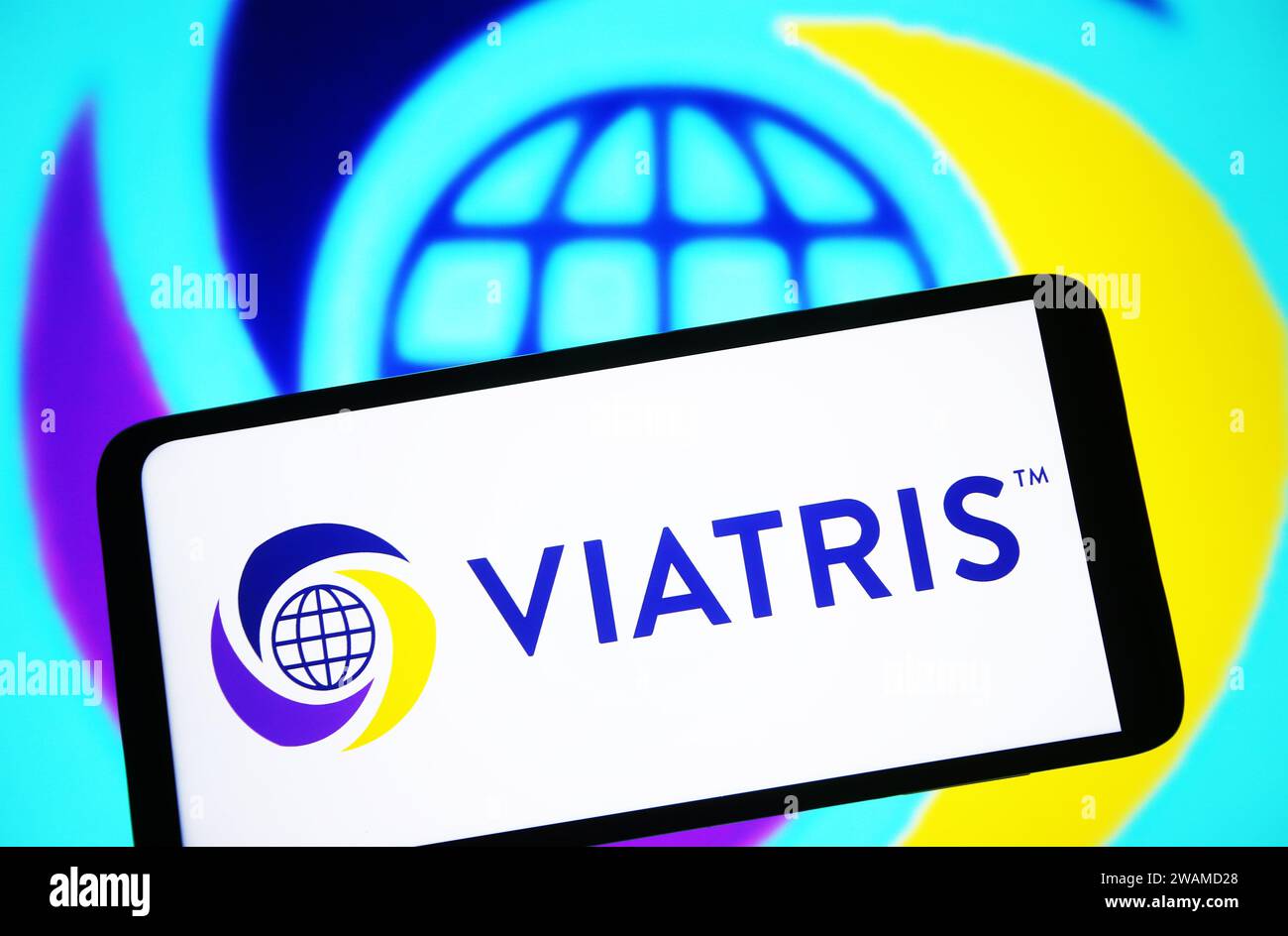 In this photo illustration, Viatris Inc. logo is seen on a smartphone screen Stock Photo - Alamy