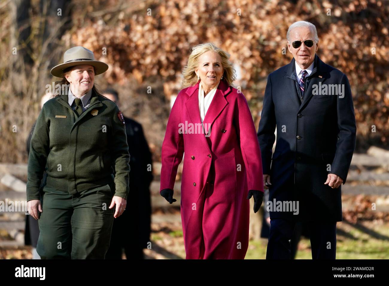 President Joe Biden and first lady Jill Biden talk with National park ...