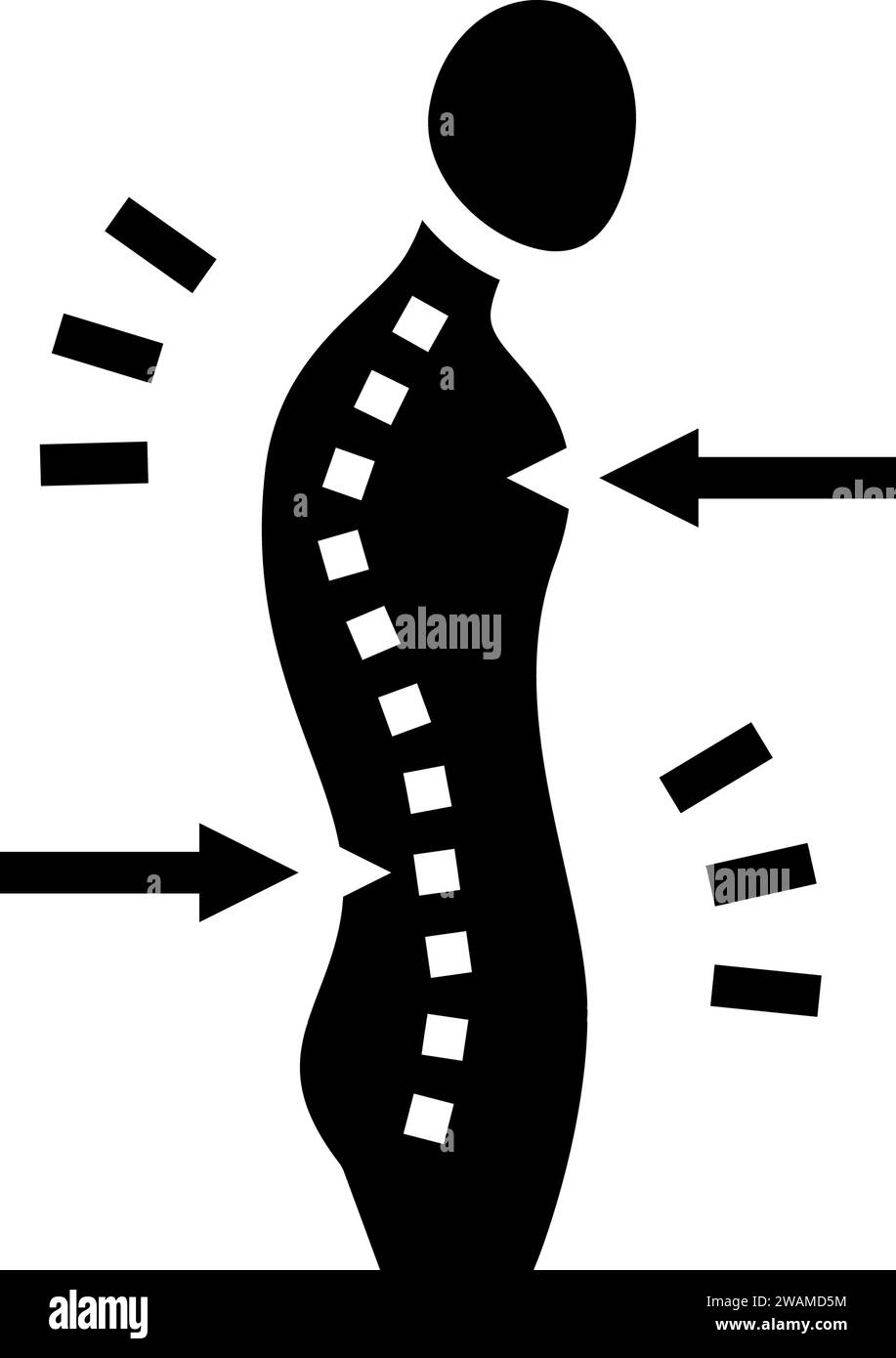 stooped posture osteoporosis symptom glyph icon vector illustration ...