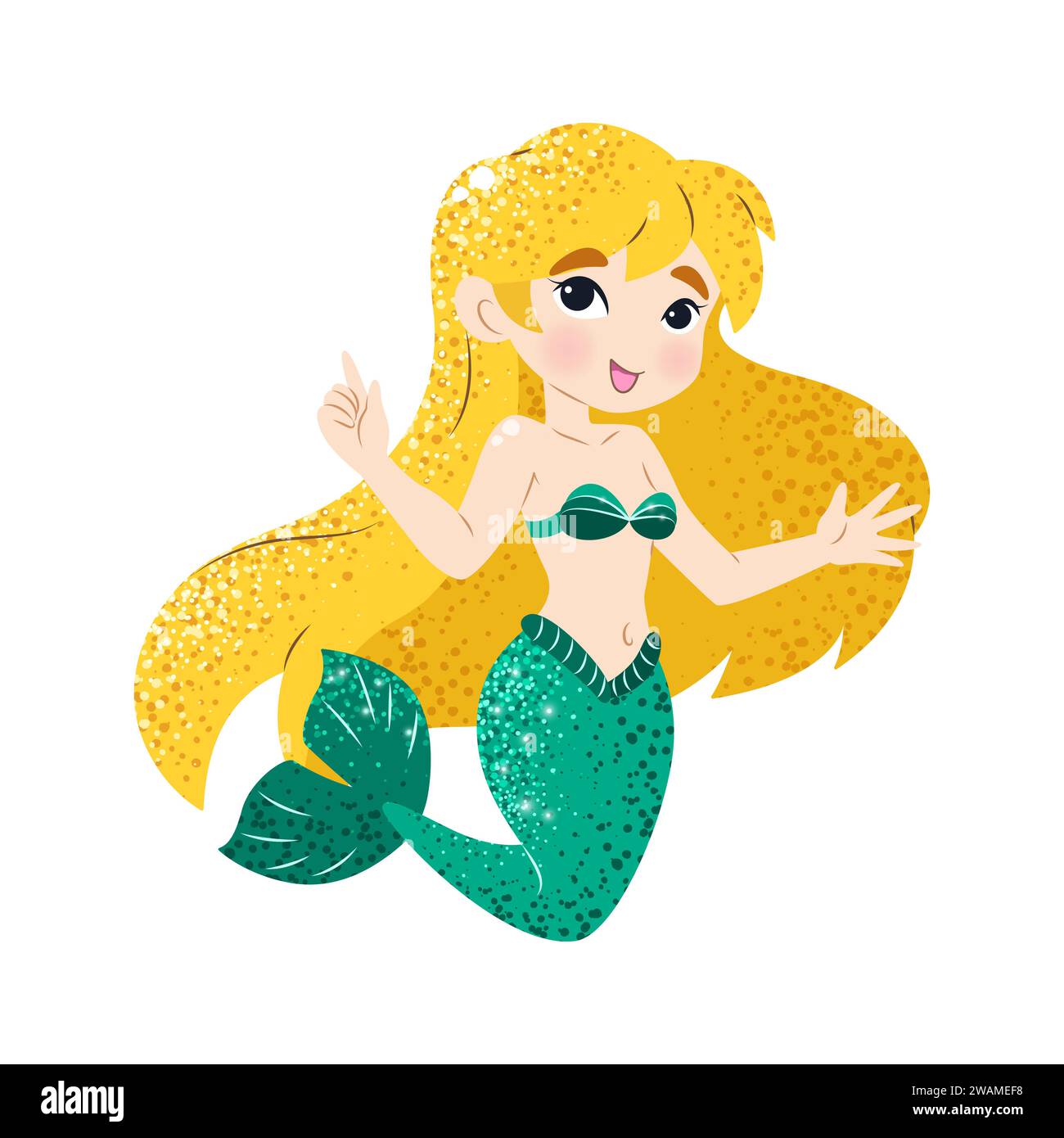 Cute little mermaid in flat style. Vector illustration Stock Vector ...