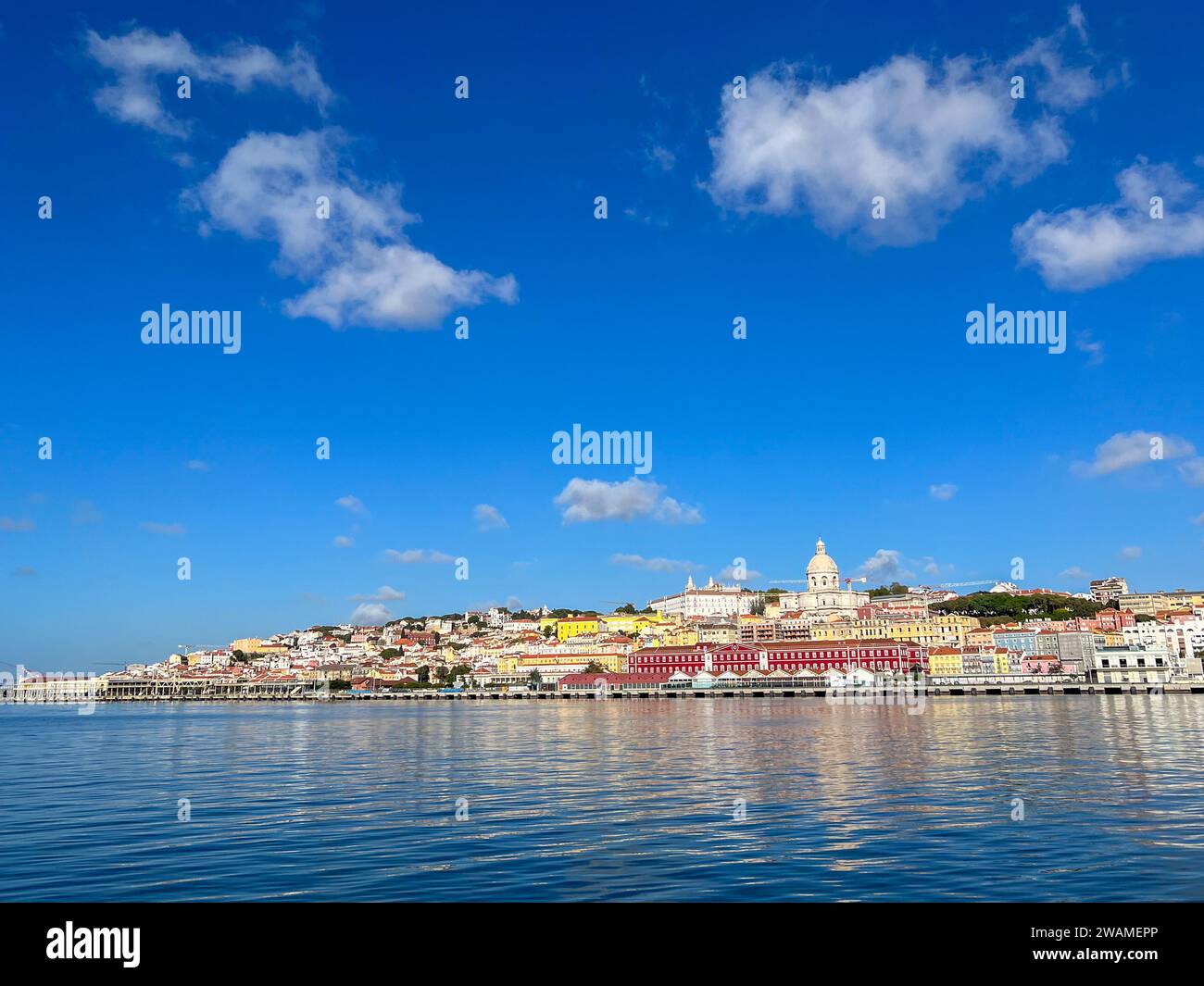 Lisbon riverfront seen from Tagus River Stock Photo - Alamy
