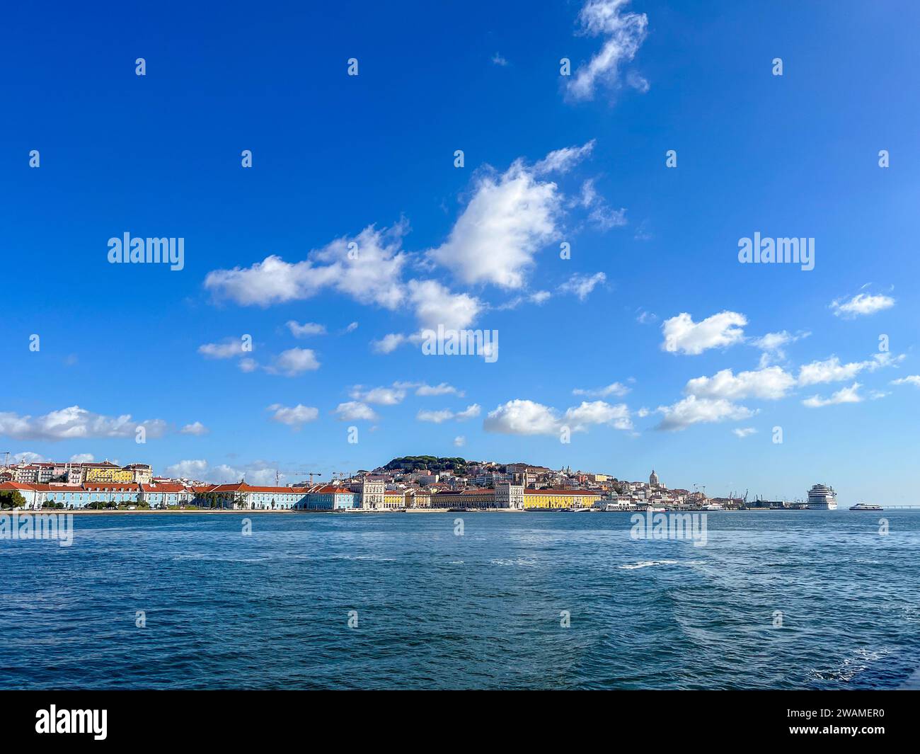 Lisbon riverfront seen from Tagus River Stock Photo - Alamy
