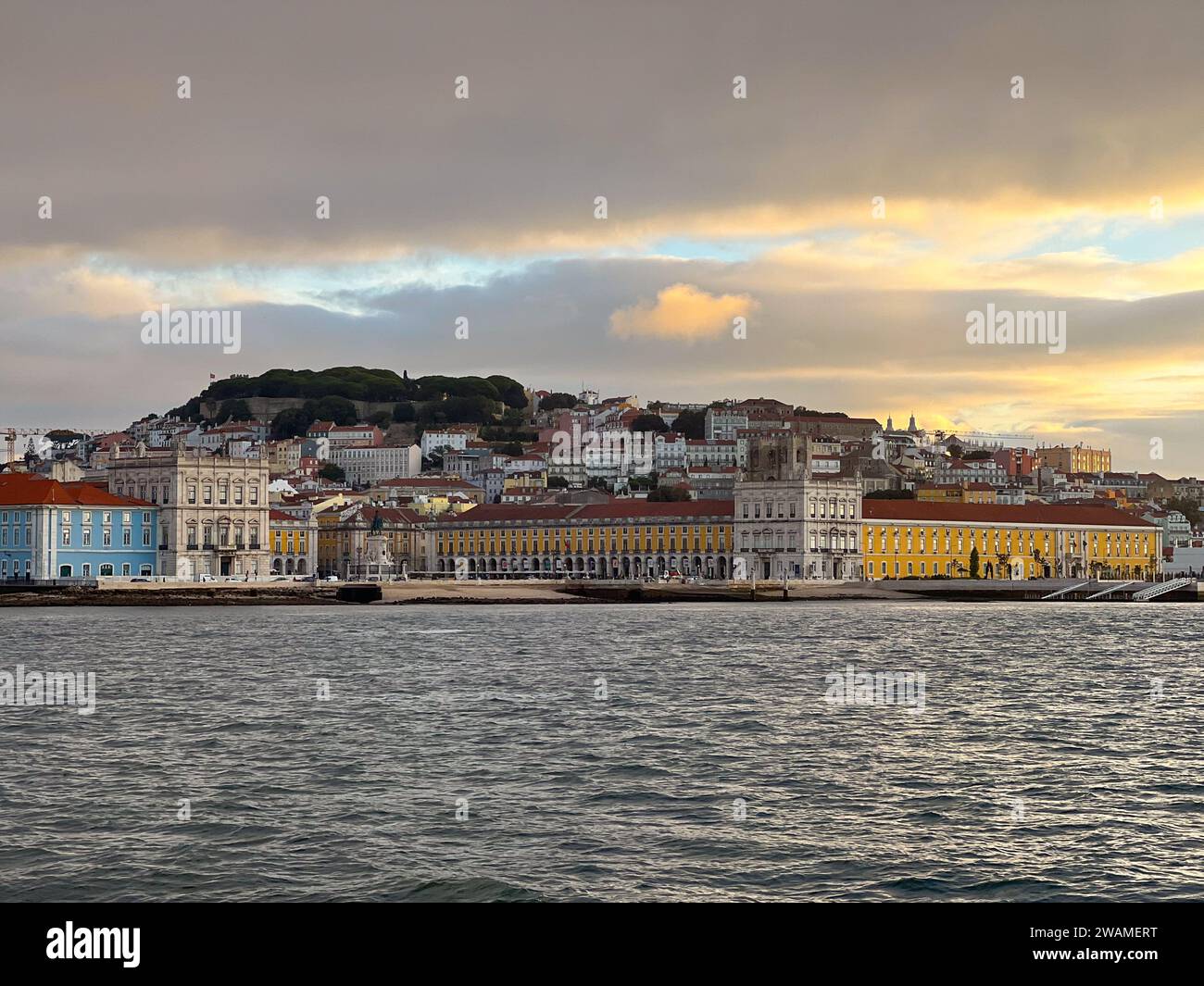 Lisbon downtown riverfront seen from Tagus River Stock Photo - Alamy