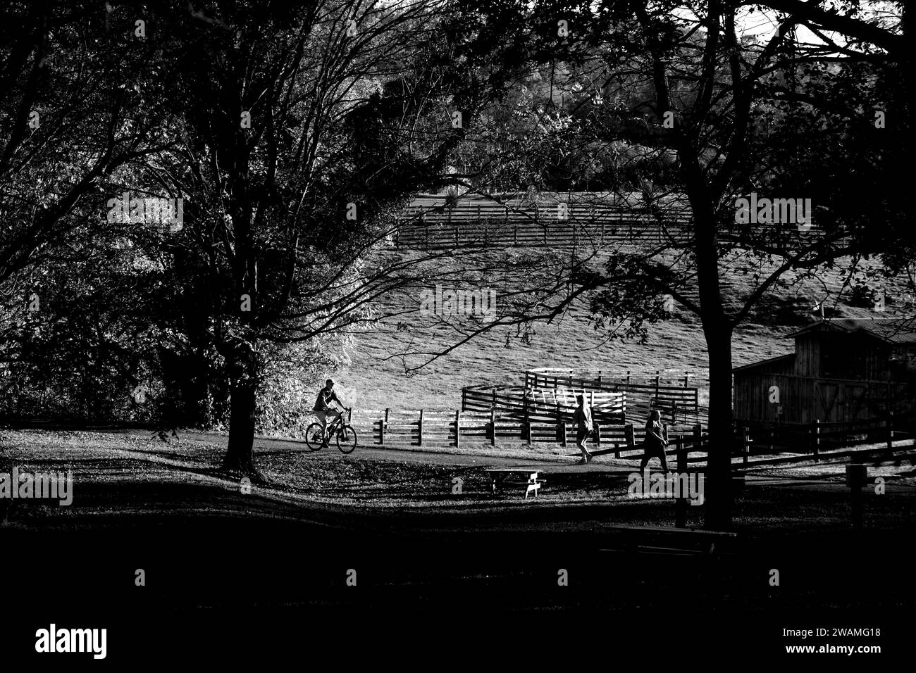 Bicycle riders and walkers enjoy a warm fall afternoon on the popular ...
