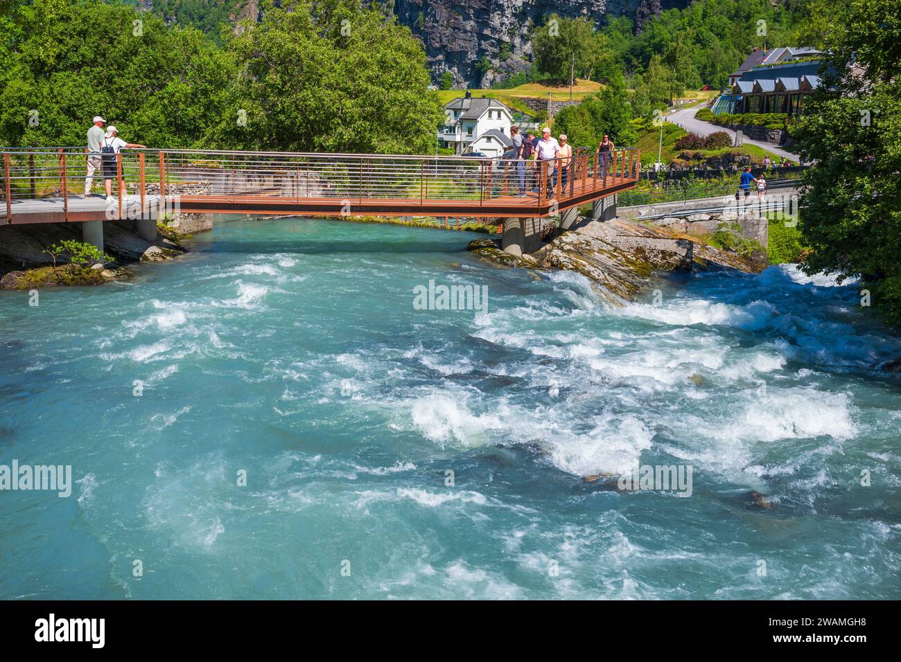 Geiranger, Norway, June 26, 2023: The Waterfall Walk is a series steps ...