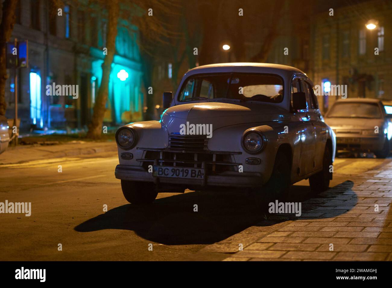 Old retro car GAZ M20 Pobeda released circa 1950 in USSR parked on the ...
