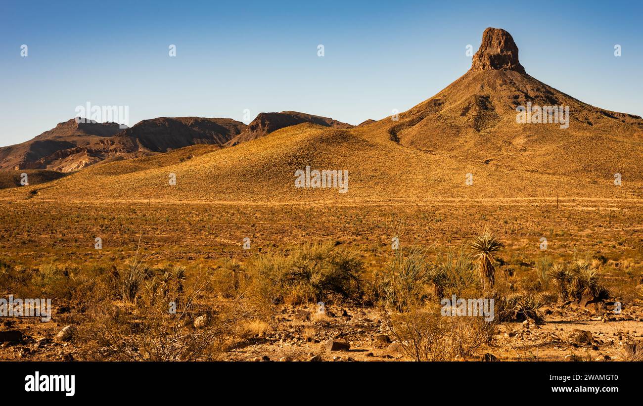 View of Thimble Mountain from the Route 66 near Oatman, Arizona, United ...