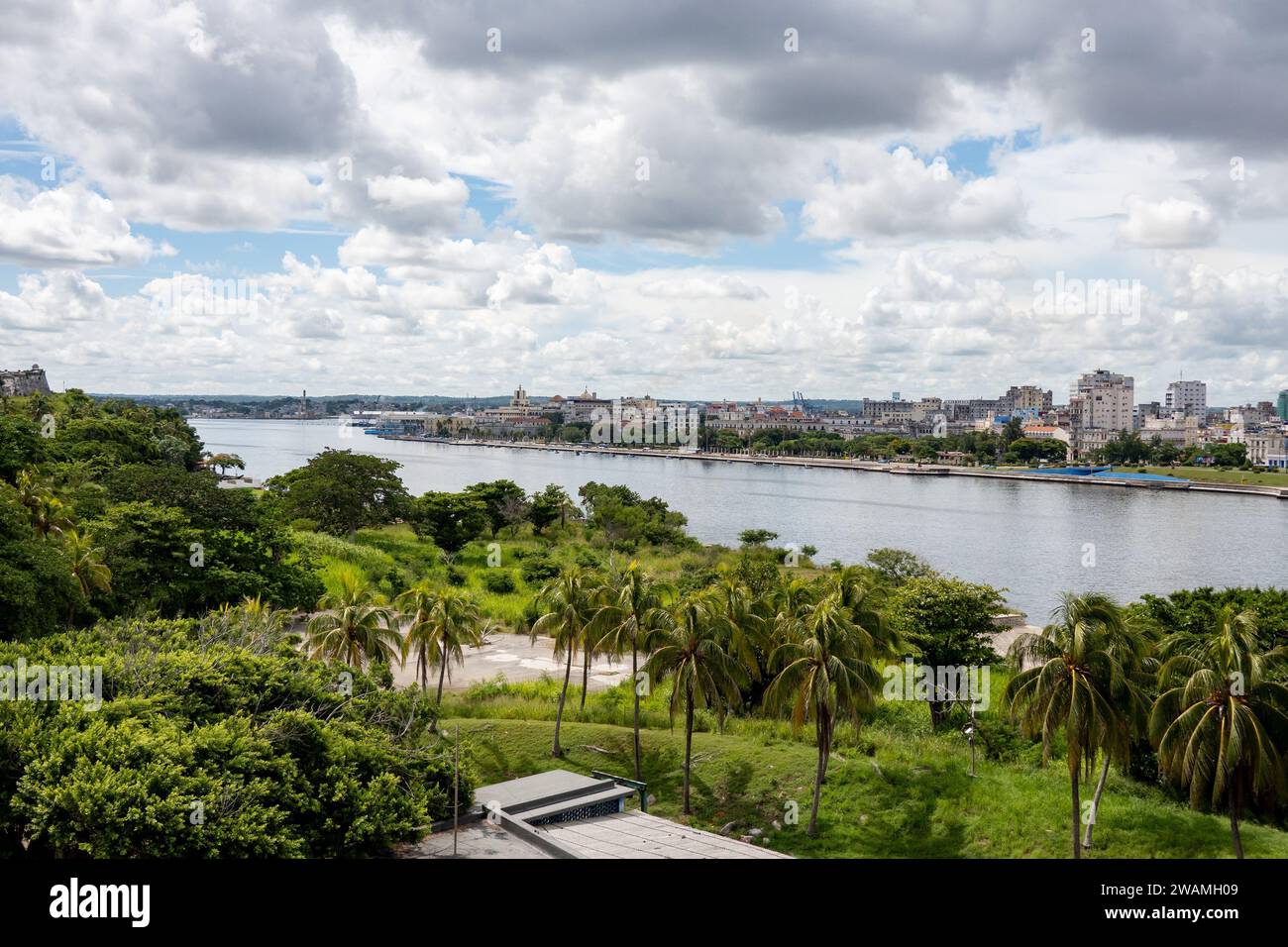 Landscape of Havana, Cuba capital city with the beginning of Malecon ...
