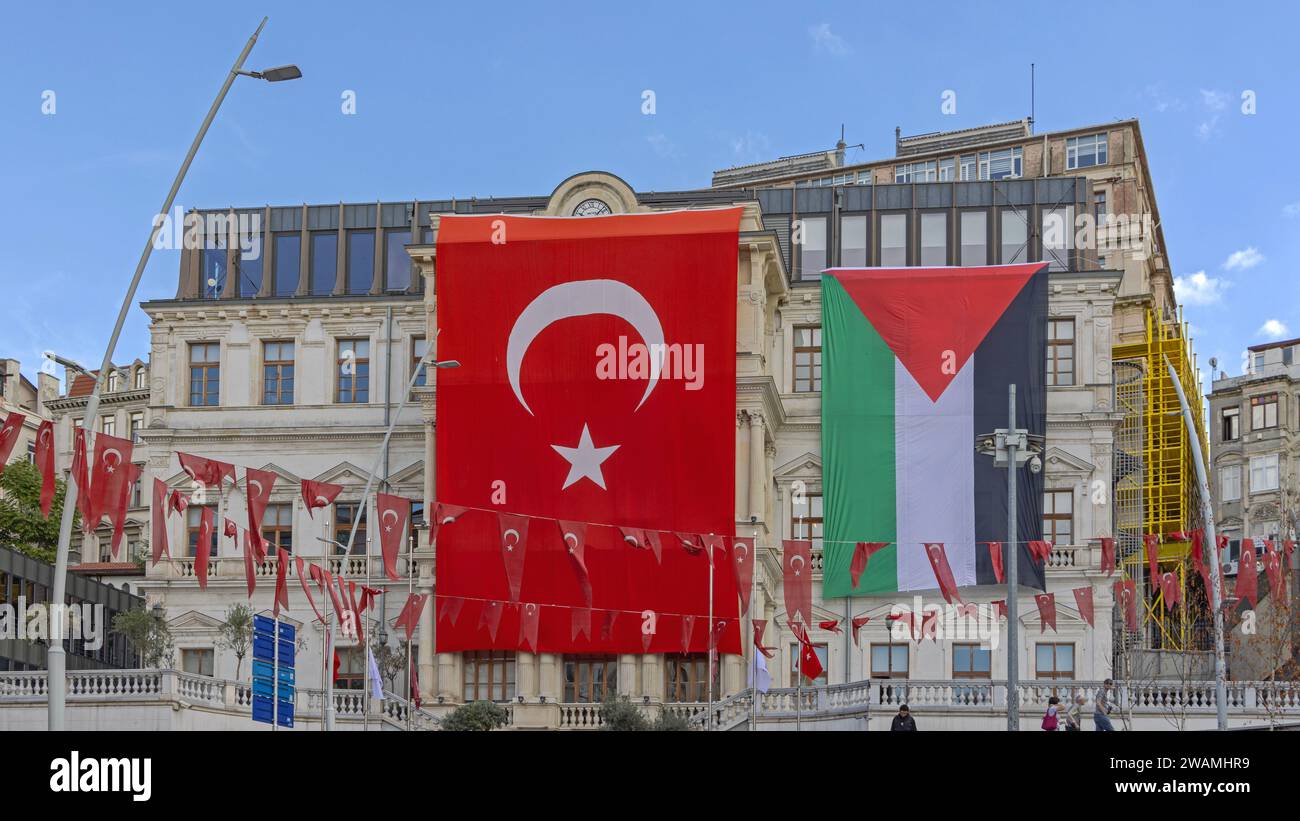 Istanbul, Turkey - October 19, 2023: Turkish National Flag Together ...