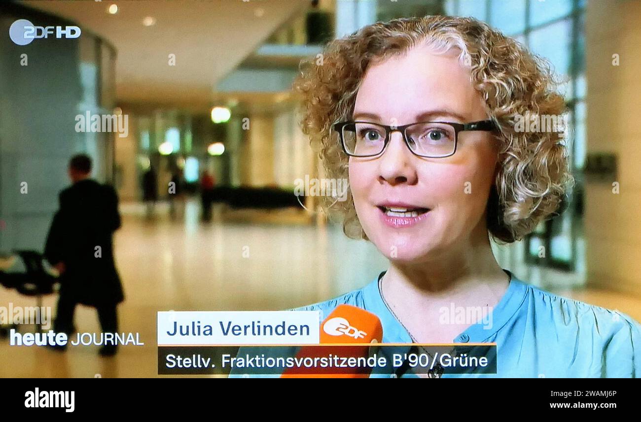 Julia Verlinden Stellv. Fraktionsvorsitzende B 90 Grüne im ZDF Interview am 04.01.2024 *** Julia ...