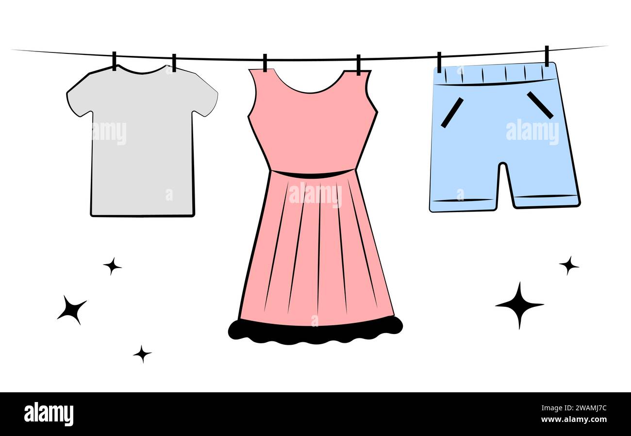 Dress clothes line sky Cut Out Stock Images & Pictures - Alamy