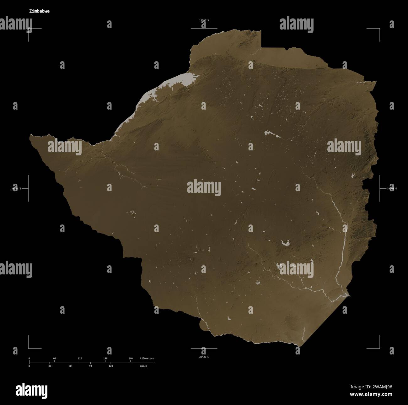 Zimbabwe map zoom border sepia hi-res stock photography and images - Alamy