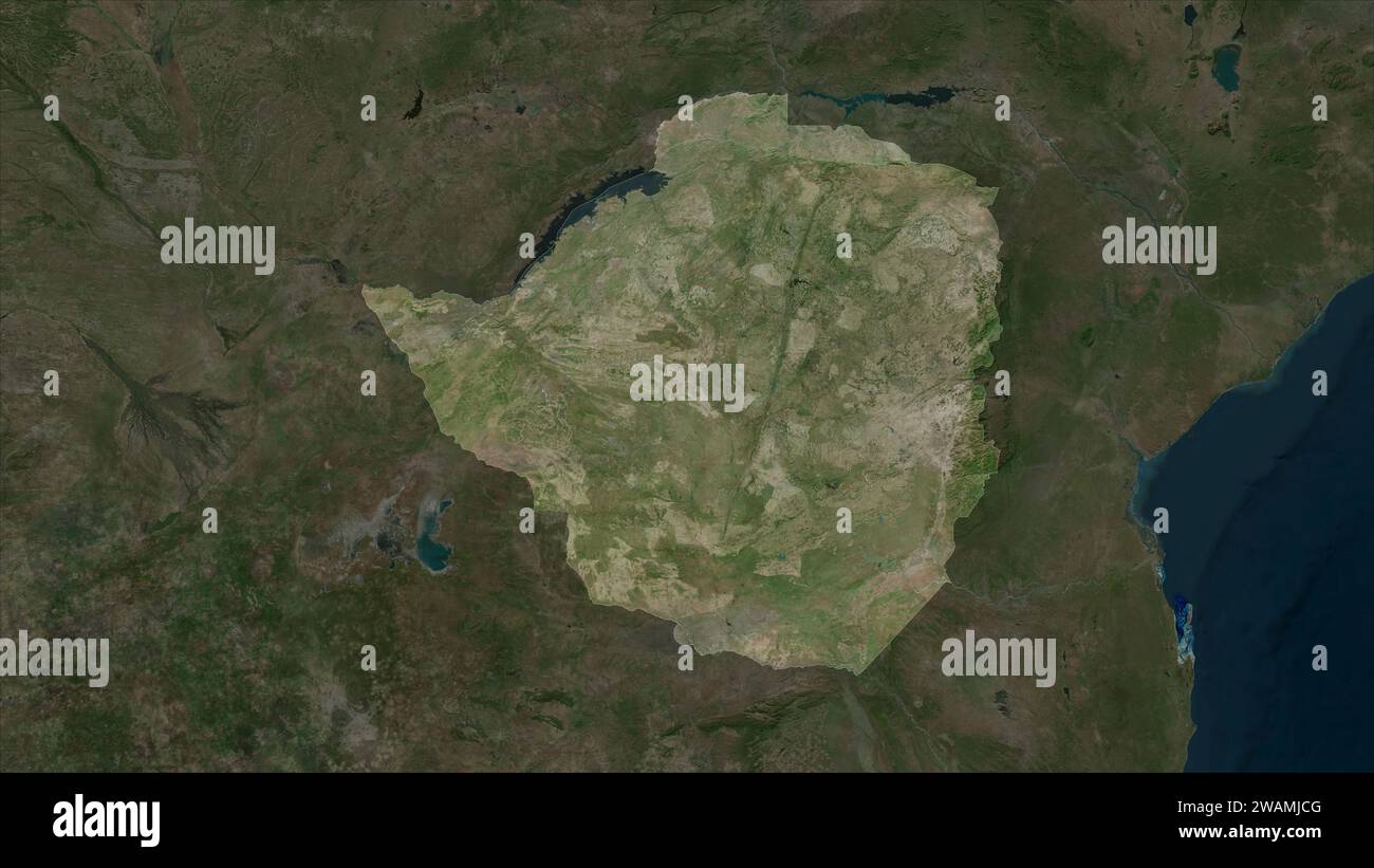 Zimbabwe highlighted on a high resolution satellite map Stock Photo - Alamy