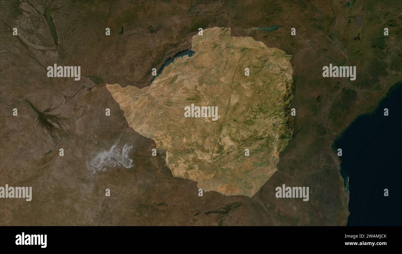 Zimbabwe highlighted on a low resolution satellite map Stock Photo - Alamy