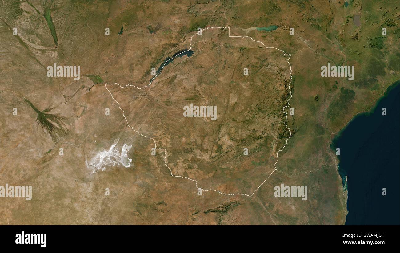 Zimbabwe outlined on a low resolution satellite map Stock Photo - Alamy